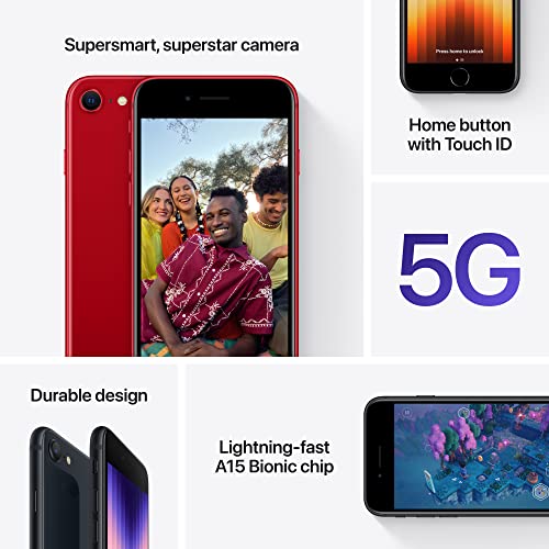 Apple 2022 iPhone SE (64 GB, Midnight) [Locked] + Carrier Subscription