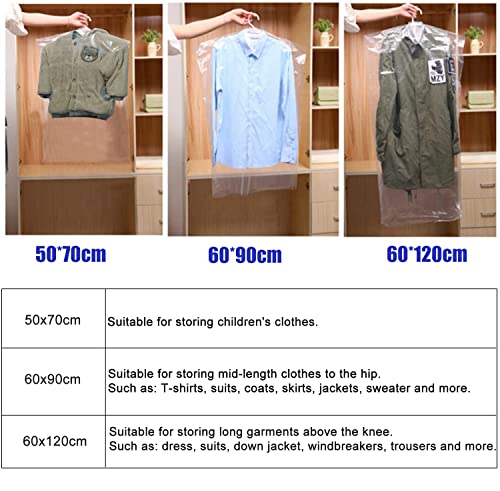 Bezall 10Pcs Plastic Clear Garment Bags, Dry Cleaner Suit Clothes Dustproof Cover Storage Bags (60 x 90cm)