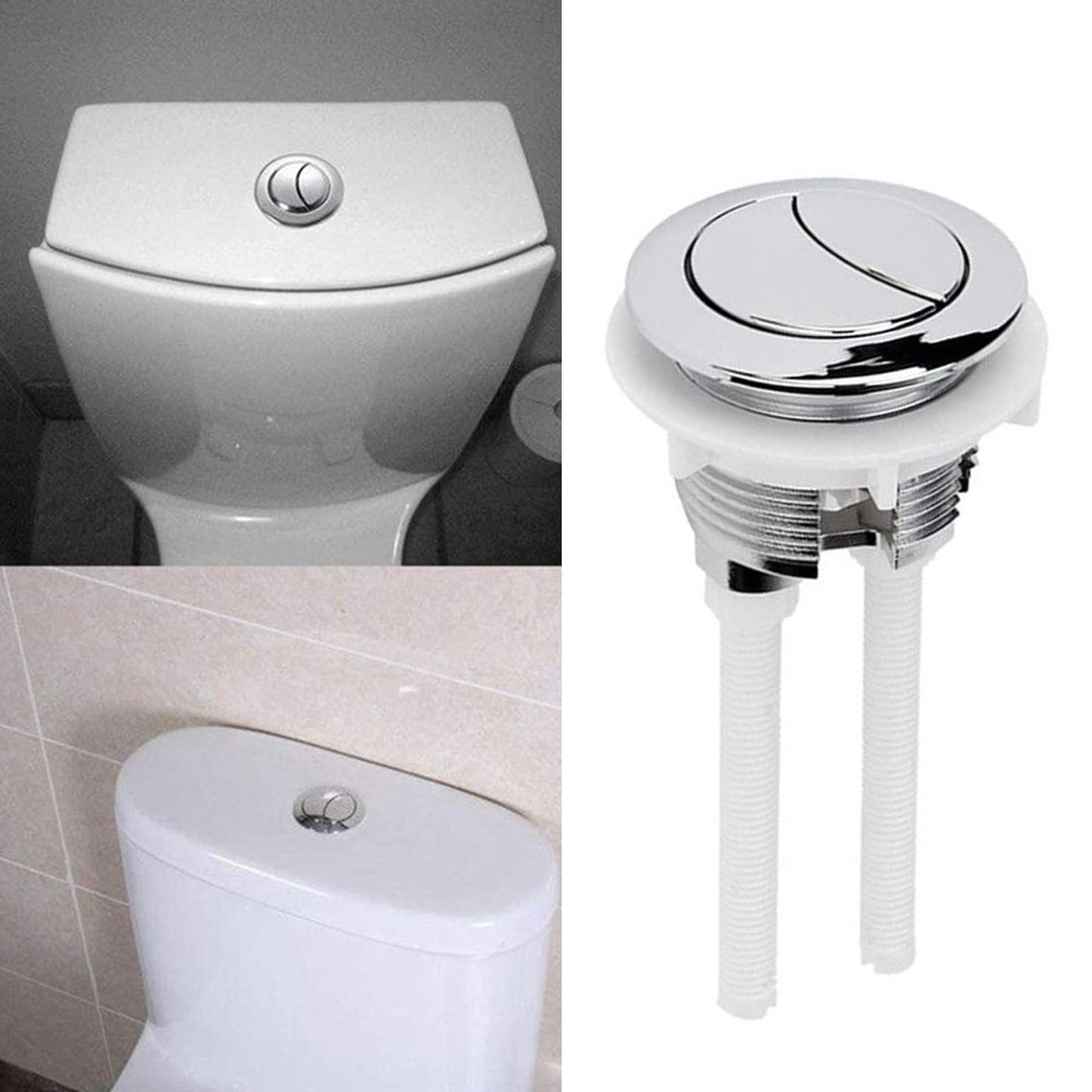 2pcs Round Toilet Tank Flush Button Adjustable Toilet Water Tank Button Double Push Flushing Button Toilet Accessories Toilet Push Button Flush Valves Replacement Kit