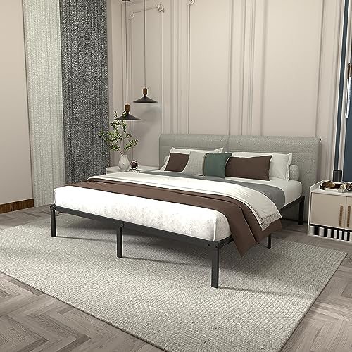 AGXI 14 Inch Metal Platform Bed Frame No Box Spring Required,Full Size Bed FramesSteel Slat Support, 3,500 lbs Heavy Duty Non-Slip Steel Slats Support, Easy Assembly Mattress Foundation