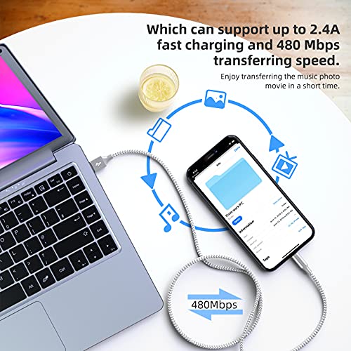 Apple MFi Certified iPhone Charger Fast Charging 3 Pack 10 FT Lightning Cable Nylon Braided Long iPhone Charger Cord Compatible with iPhone 13/12/11 Pro/MAX/XR/XS/X/8/7/Plus/6S/6/SE/5S/iPad and More