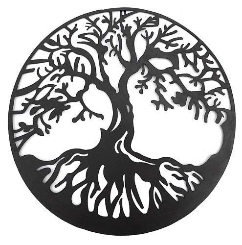 Bellaa 21925 Metal Wall Decor Tree of Life Circle Sign Living Room Outdoor Garden Rustic Art 24 inch