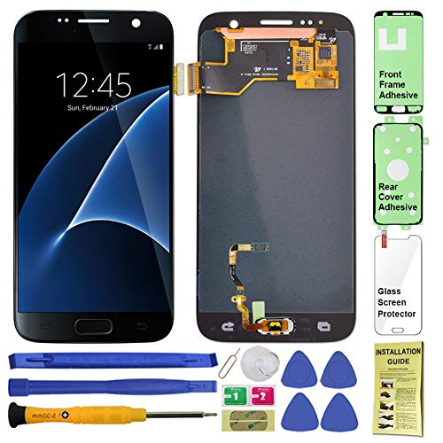 Display Touch Screen (AMOLED) Digitizer Assembly with Home Button for Samsung Galaxy S7 (5.1 inch) All Models G930 G930A G930P G930T G930V G930R4 G930F G930W8 G930U (Repair Tools) (BLACK)