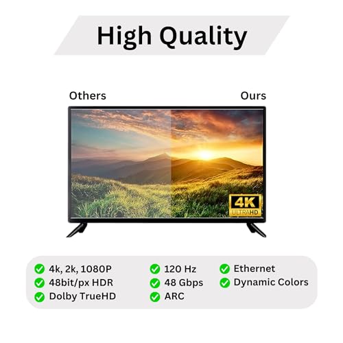 XIBUZZ 50ft 4K HDMI Cable- High-Speed Ultra HD Cord for UHD TVs Gaming Consoles PS5 Xbox Monitors, Experience 4K Brilliance with ARC Enabled 60Hz Display with Flexible and Reliable Base