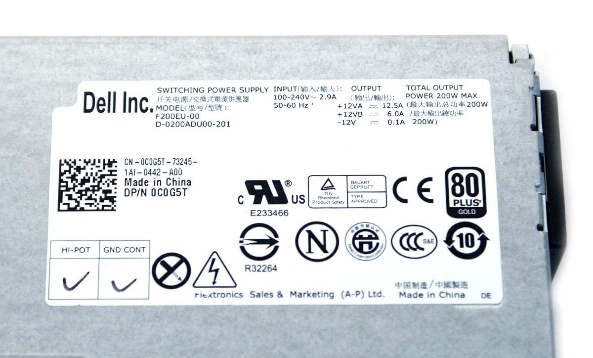 B07HQT81FR Title: Genuine Dell 200W C0G5T, 1VCY4 Power Supply Unit PSU For Optiplex 780, 790, 990 USFF Ultra Small Form Factor (Renewed)