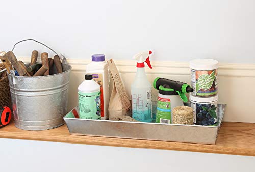 Achla Designs Antique Galvanized Steel Rectangular Plant Tray- 29 in