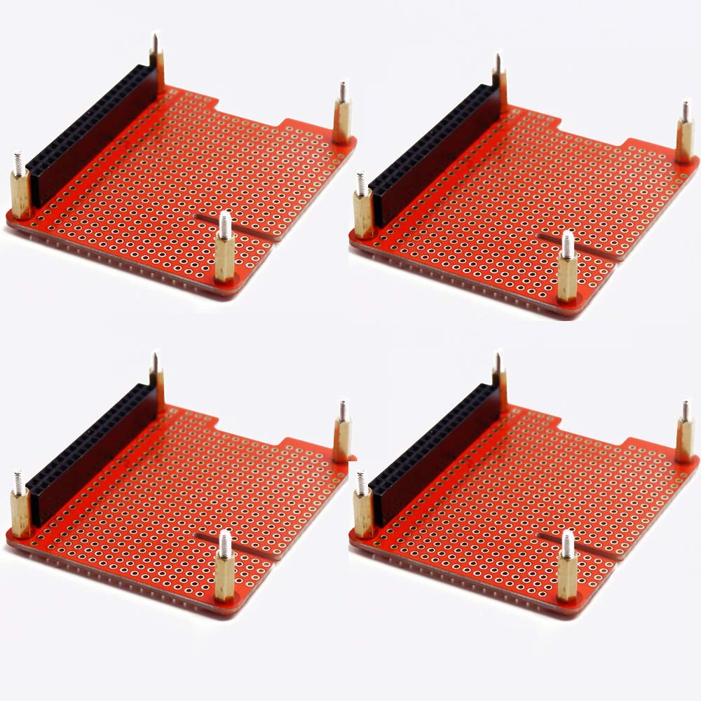 Treedix 4 sets GPIO Breakout DIY Breadboard PCB Shield Red Expansion Board Kit Compatible with Raspberry Pi 4 3 2 B+ A+