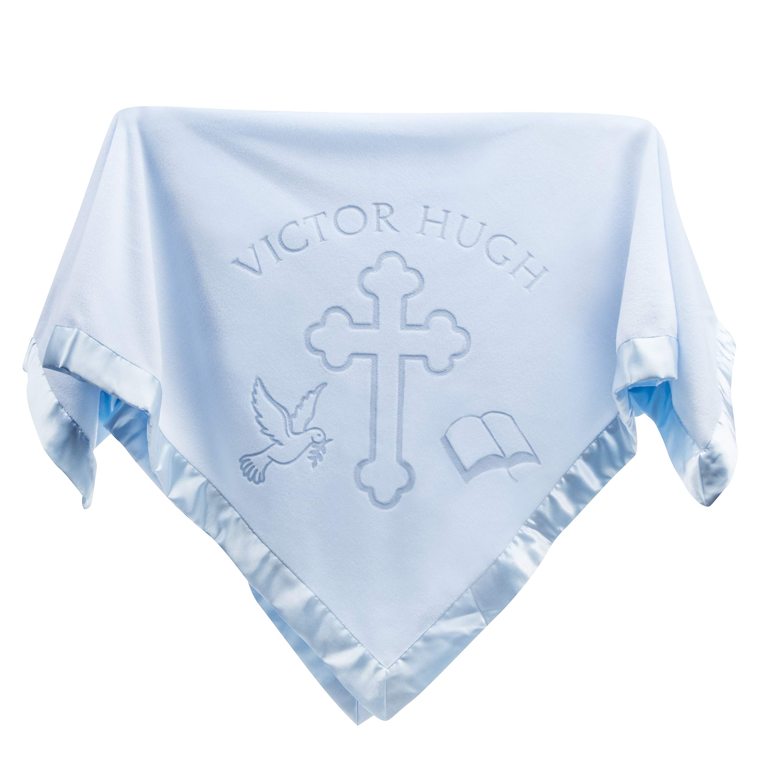 Custom Catch Personalized Baptism Baby Blanket Gift - Boy or Girl Christening - Name and Date (2 Text Lines)