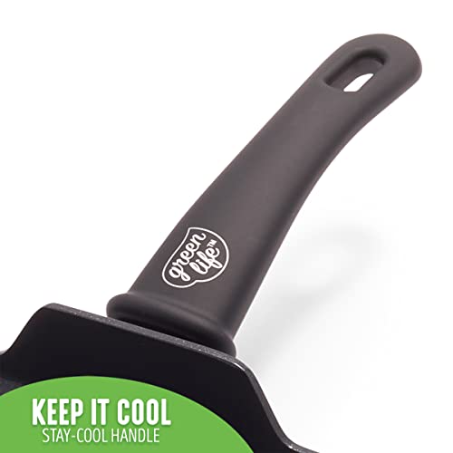 GreenLife Soft Grip Diamond Healthy Ceramic Nonstick 11" Griddle Pan, PFAS-Free, Dishwasher Safe, Black