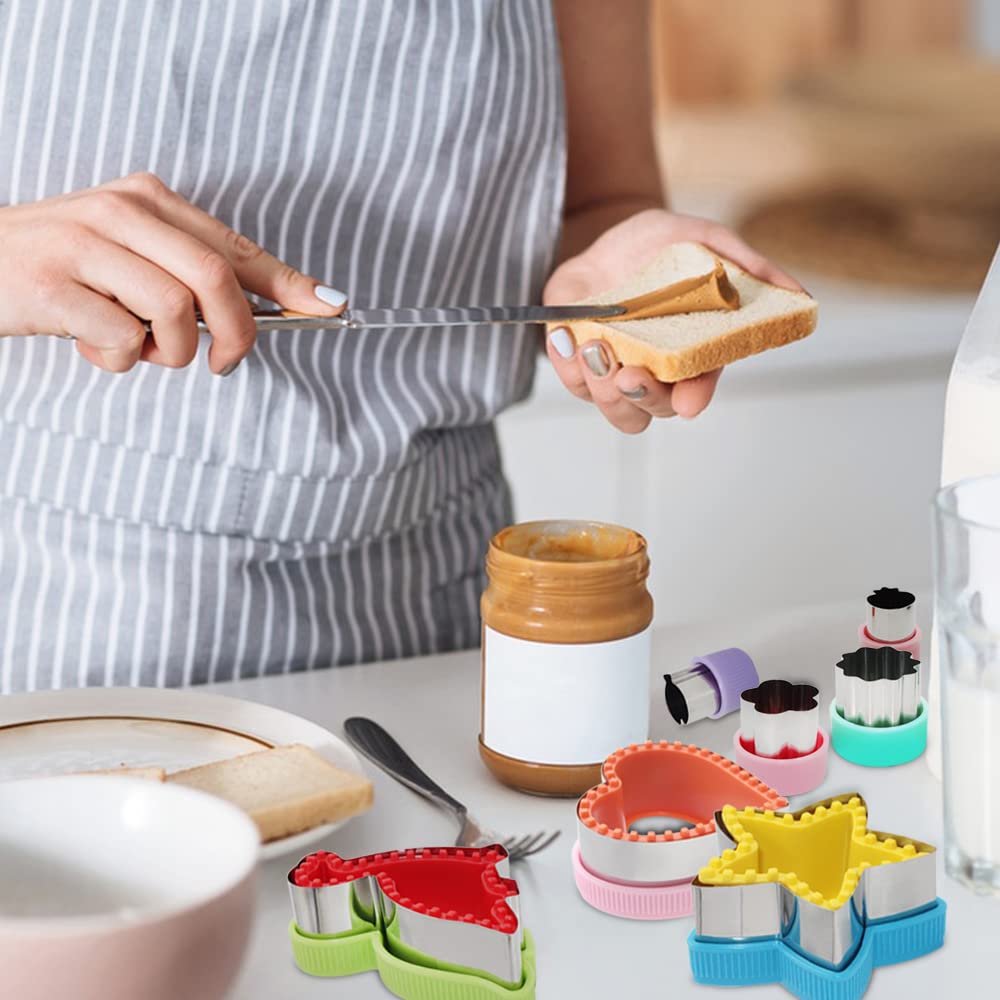 32 Pcs Sandwich Cutter Set, FineGood Sandwich Cutter and Sealer Cookie Cutters Vegetable Fruit Cutters Shapes for Kids with Food Picks Brush
