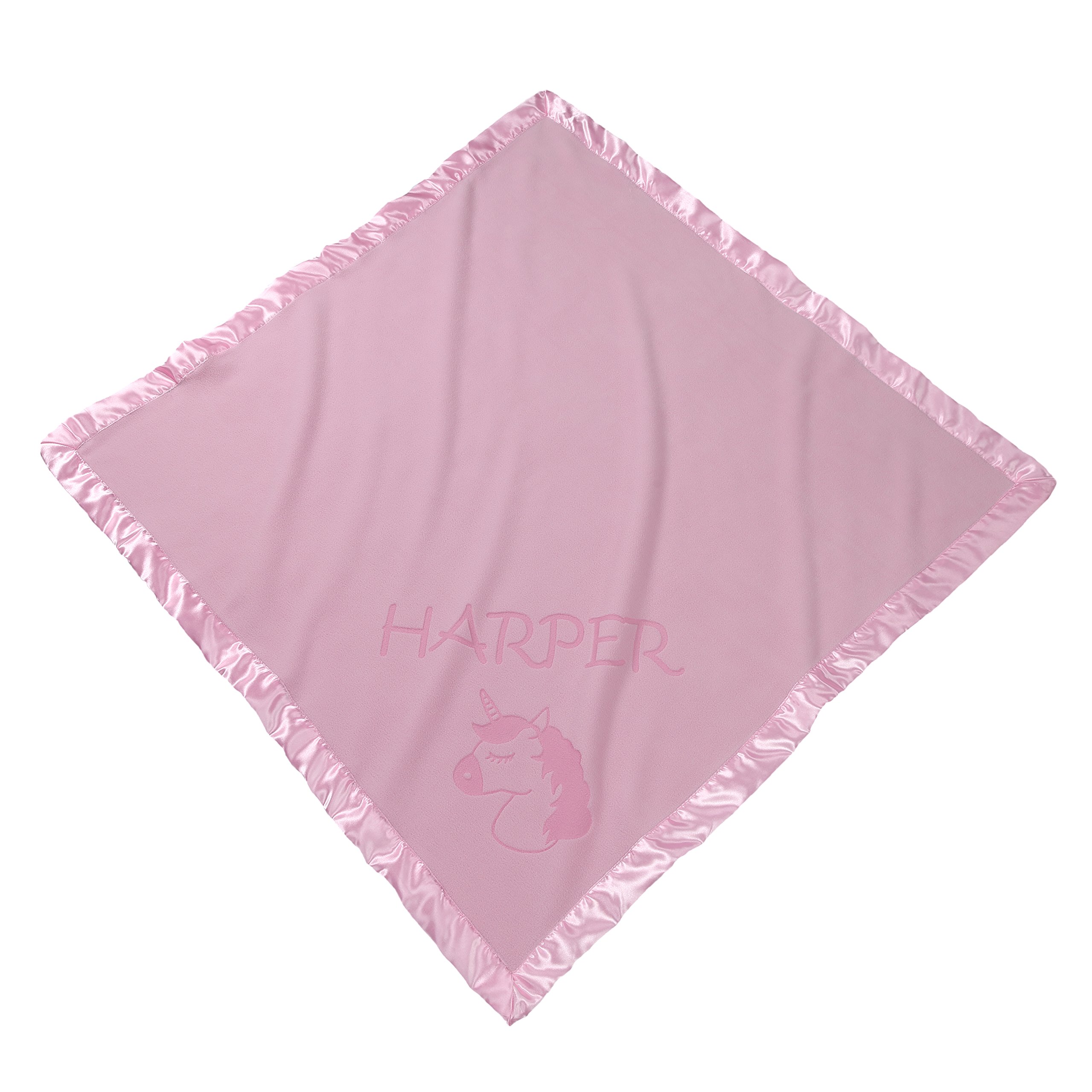 Custom Catch Personalized Unicorn Baby Blanket - Gift for Girl - Newborn or Infant - Pink