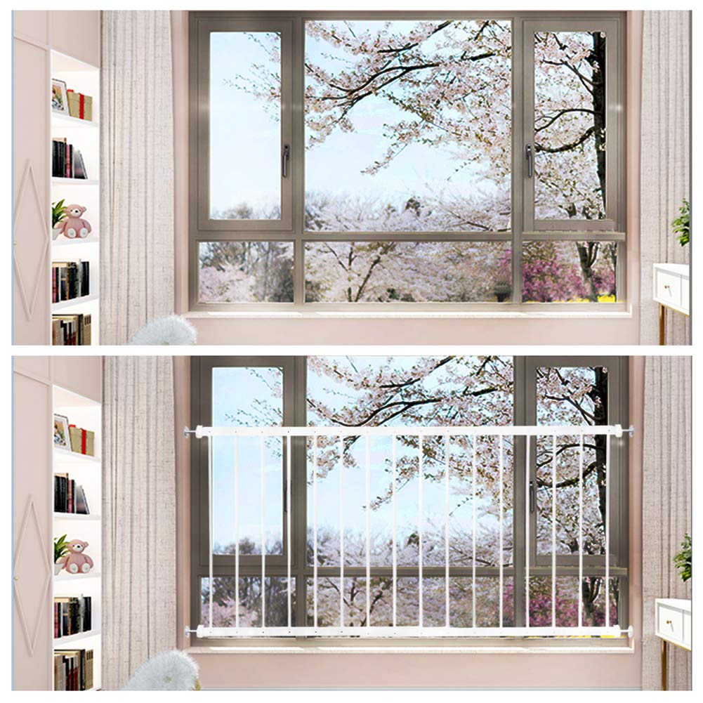 WAOWAO Window Safety Guards for Children Kids Child Toddler Pets Extra Wide White Tension Security Window Guard Gate for Home Fit 19.49-33.60" Sliding Windows (2Piece)