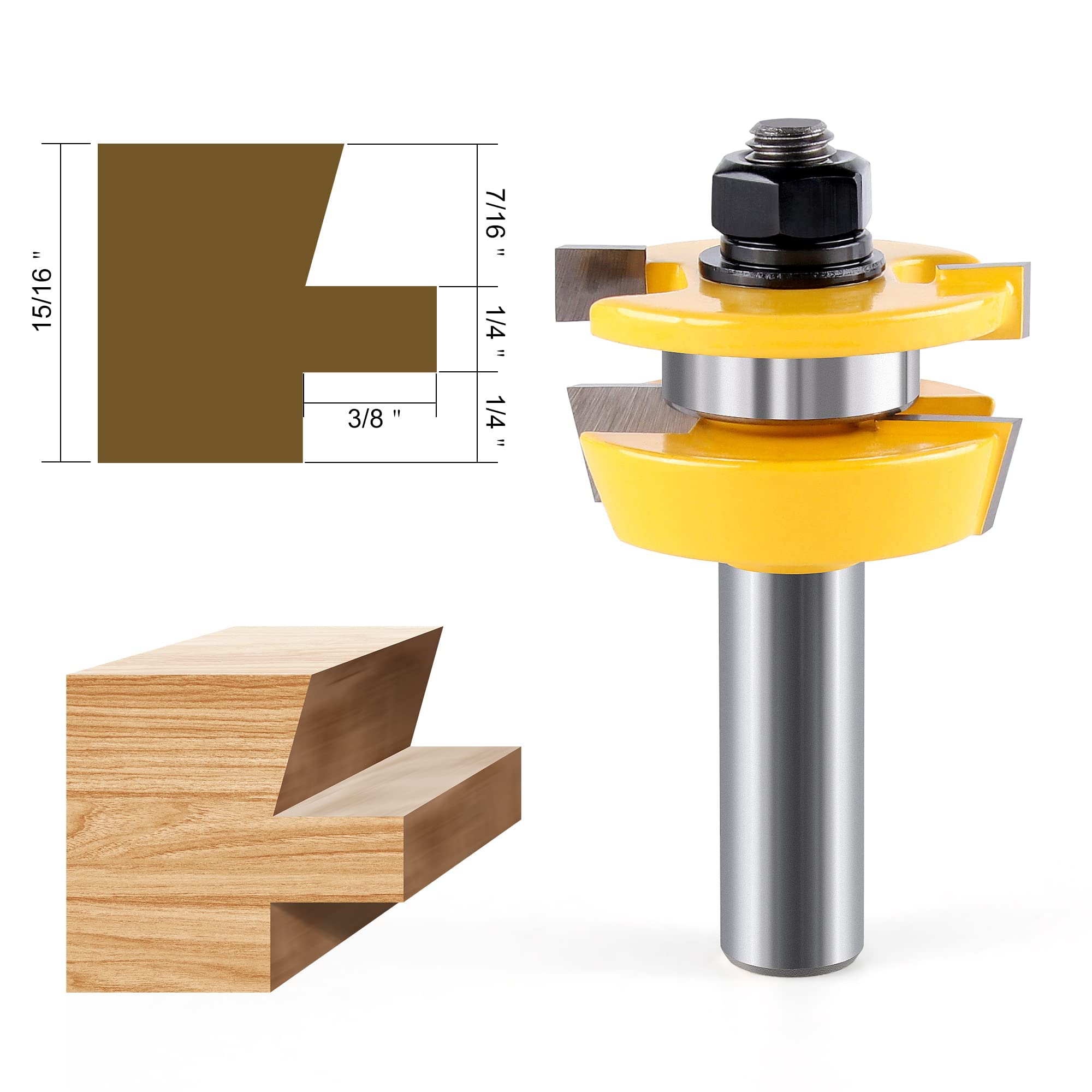 Shaker Rail and Stile Router Bits, Newdeli 1/2 Inch Shank Tongue and Groove Router Bit, Professional Carbide Milling Cutters for Woodworking for Cabinet Doors