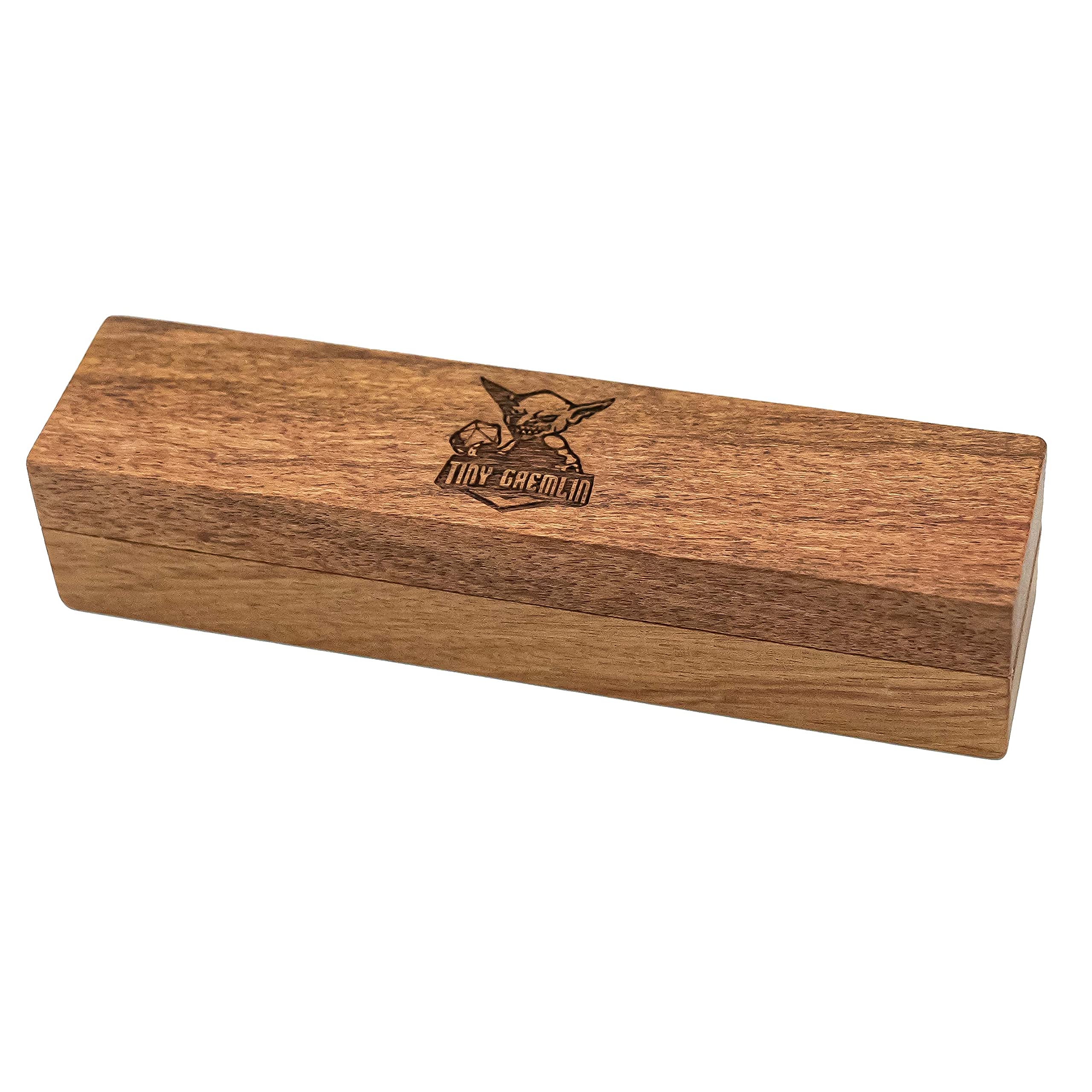 TINY GREMLIN β Cherry Wood Single Set Dice Storage Case with Magnetic Lid - Box Holds 7 Polyhedral (Metal, Resin, or Plastic) Dungeons and Dragons (DND-D&D) Role Playing Games (RPGs) Pathfinder etc.