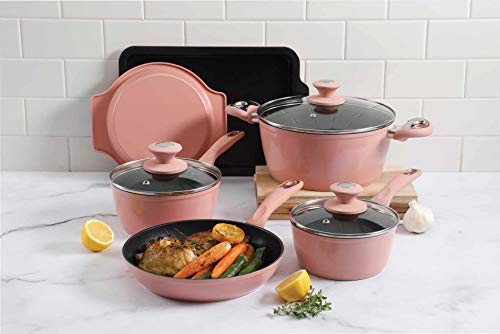 Oster Cookware Set, 12-Piece, Dusty Rose