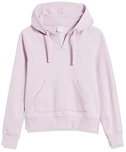 Amazon Essentials Women's Classic-Fit Long-Sleeve Open V-Neck Hooded Sweatshirt, Lilac, X-Large