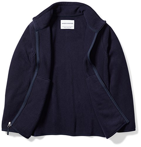 Amazon Essentials Boys' Polar Fleece Full-Zip Mock Jacket, Navy, Medium