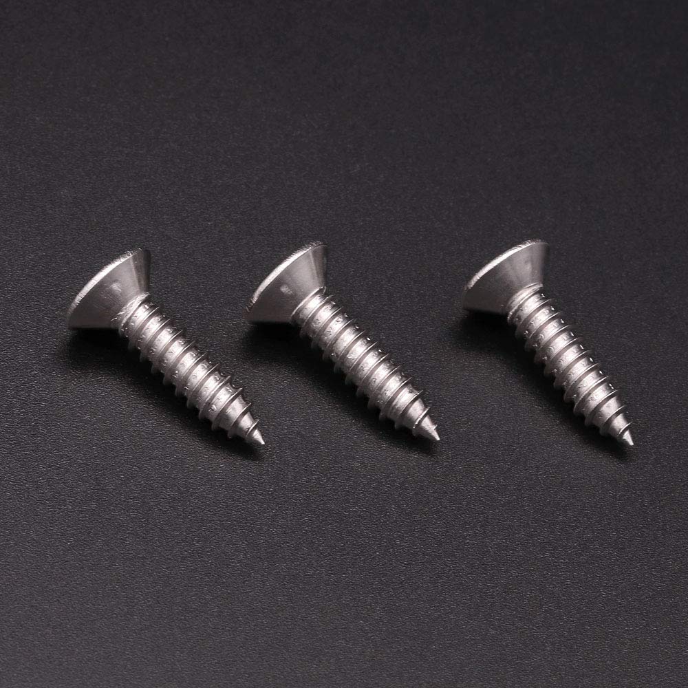RoyceMart #10 x 3/4" (100 pcs) Stainless Flat Head Phillips Drive Sheet Metal Tek Screws, 304 (18-8) Stainless Steel Screw for Wood, Countersunk Head Wood Screw, Self Tapping Screws