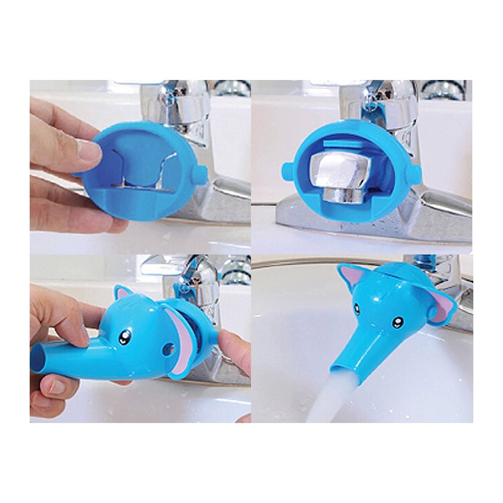 Rustark 3Pcs Cartoon Faucet Extender Sink Handle Extender for Toddler, Baby, Children Safe and Fun Hand-Washing Solution (Set of 3, Yellow Duck, Pink Elephant, Blue Dolphin)