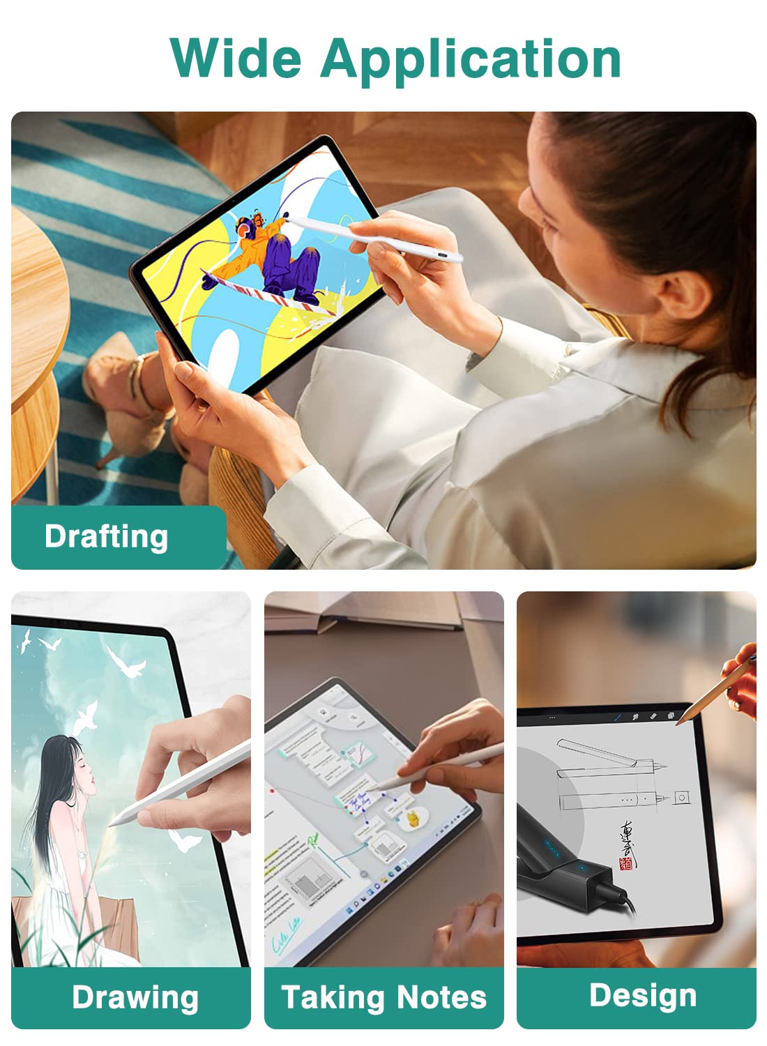 Stylus Pen for iPad, 10 Min Fast Charge Apple iPad 10th Generation Pencil Work for Apple iPad Pro 11/12.9", iPad 6-10, iPad Air 3-5, iPad Mini 5/6