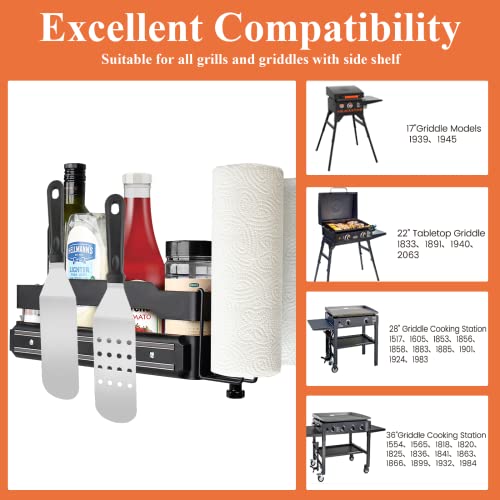 Griddle Caddy with Magnetic-Griddle Caddy Space Saving BBQ Accessories Storage Box with Paper Towel Holder for 28"/36" Blackstone Griddles