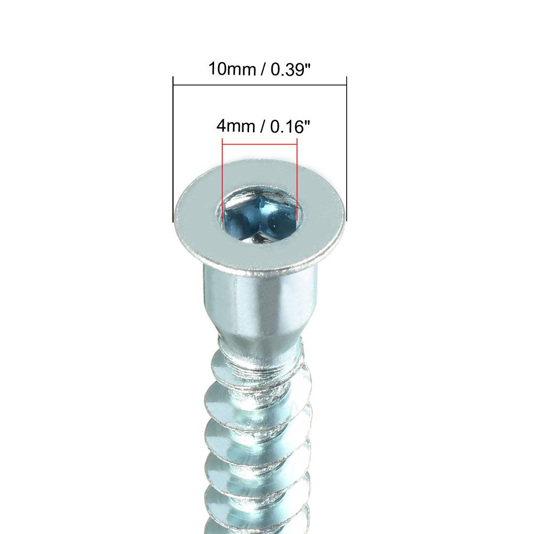 uxcell Furniture Confirmat Screw 7x39mm Hex Socket Wood Screws Zinc Plated 20pcs