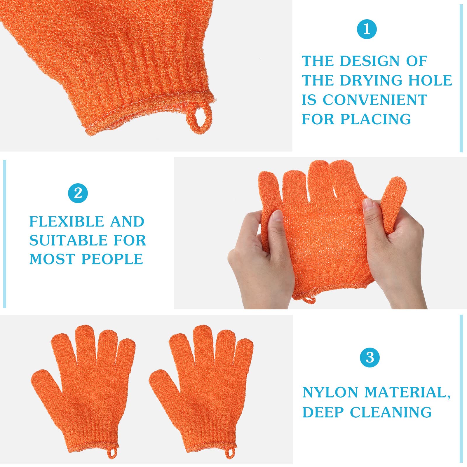 52 Pcs Exfoliating Shower Gloves Exfoliating for Body with Hanging Loop Double Sided Exfoliating Bath Gloves Deep Clean Dead Skin for Spa Massage Beauty Skin Shower Accessories, 13 Colors