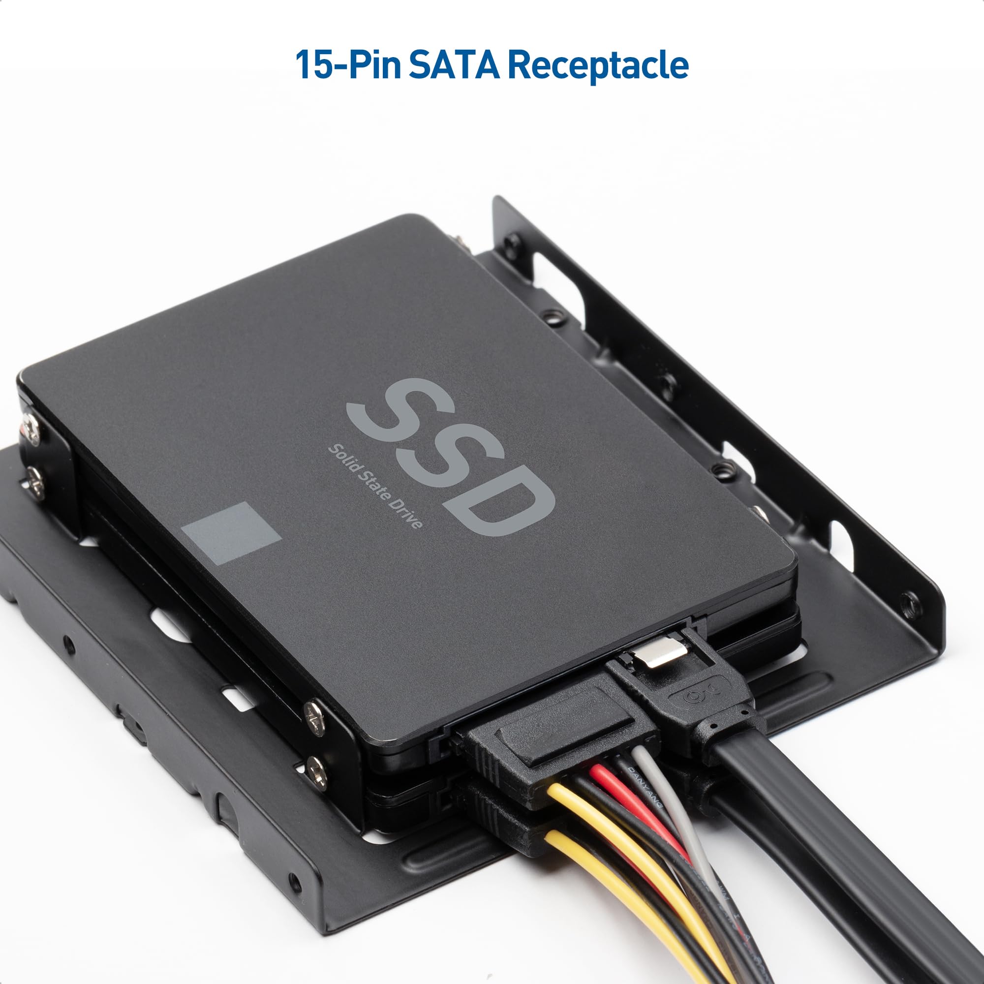 Cable Matters 3-Pack 15 Pin SATA Power Splitter Cable 8 Inches, SATA Power Y-Splitter Cable, SATA Splitter