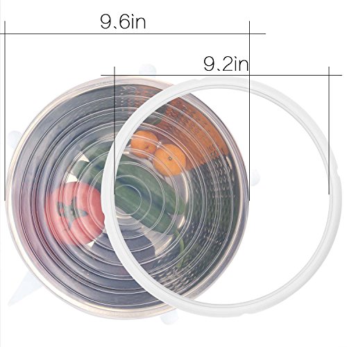 2PCS Silicone Sealing Ring Gaskets + 1PC Silicone Inner Pot Lid Cover Compatible with Instant Pot 6 qt, Pressure Cooker Replacement Sealing Ring Set, Food-Grade BPA-free (6 QT 2 Ring & 1 Lid)