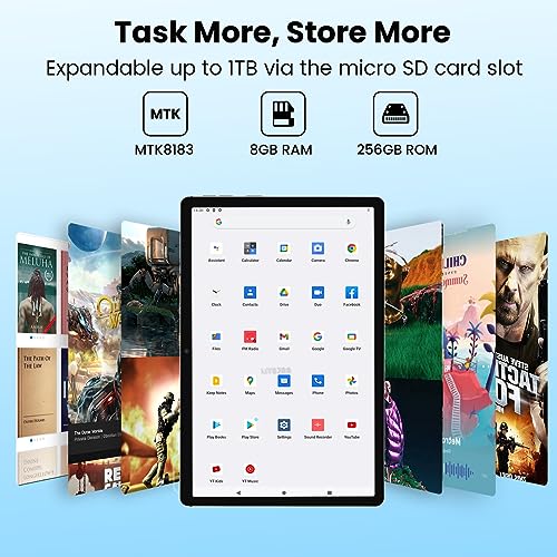 2023 πππ ππ§ππ«π¨π’π ππ Tablet-10.1 Inch Gaming Tablet with 13MP Dual Camera,MTK8183 Octa-Core 2.0Ghz Processor,6000mAh Battery Capacity,8GB RAM+256GB ROM,2.4+5G Dual Band WiFi+Bluetooth 5.0