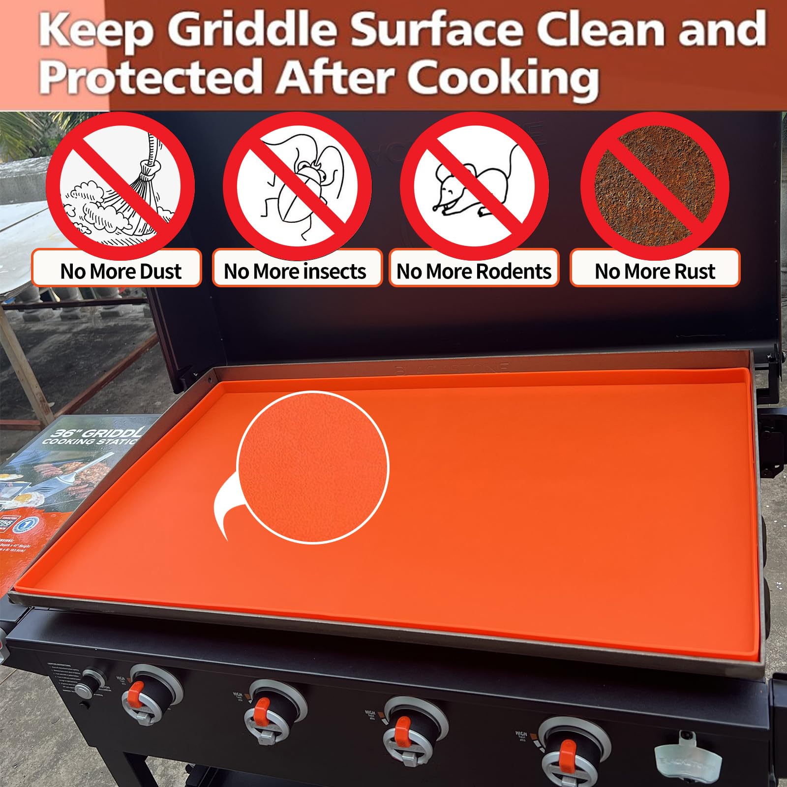 28'' Blackstone Griddle Mat Silicone Protective Griddle Cover for Blackstone Griddle Top Heavy Duty Food Grade Griddle Cover Mat Protect Griddle from Dirt Rust Blackstone Griddle Accessories (28'' A)