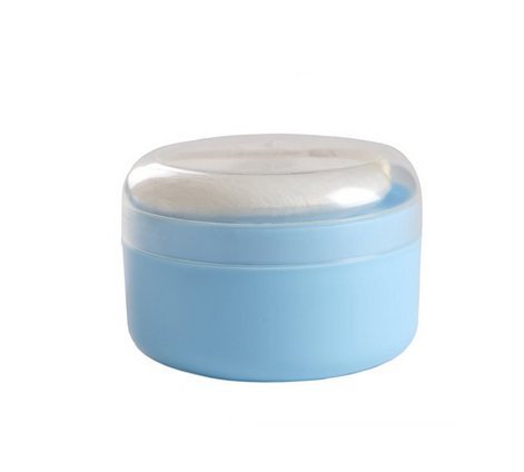 Baby After-Bath Powder Puff Container Jars Empty Refillable Plastic Soft Face Body Powder Box with Sifter Portable Baby Care Kit Case Cosmestic Makeup Dispensor (Blue)