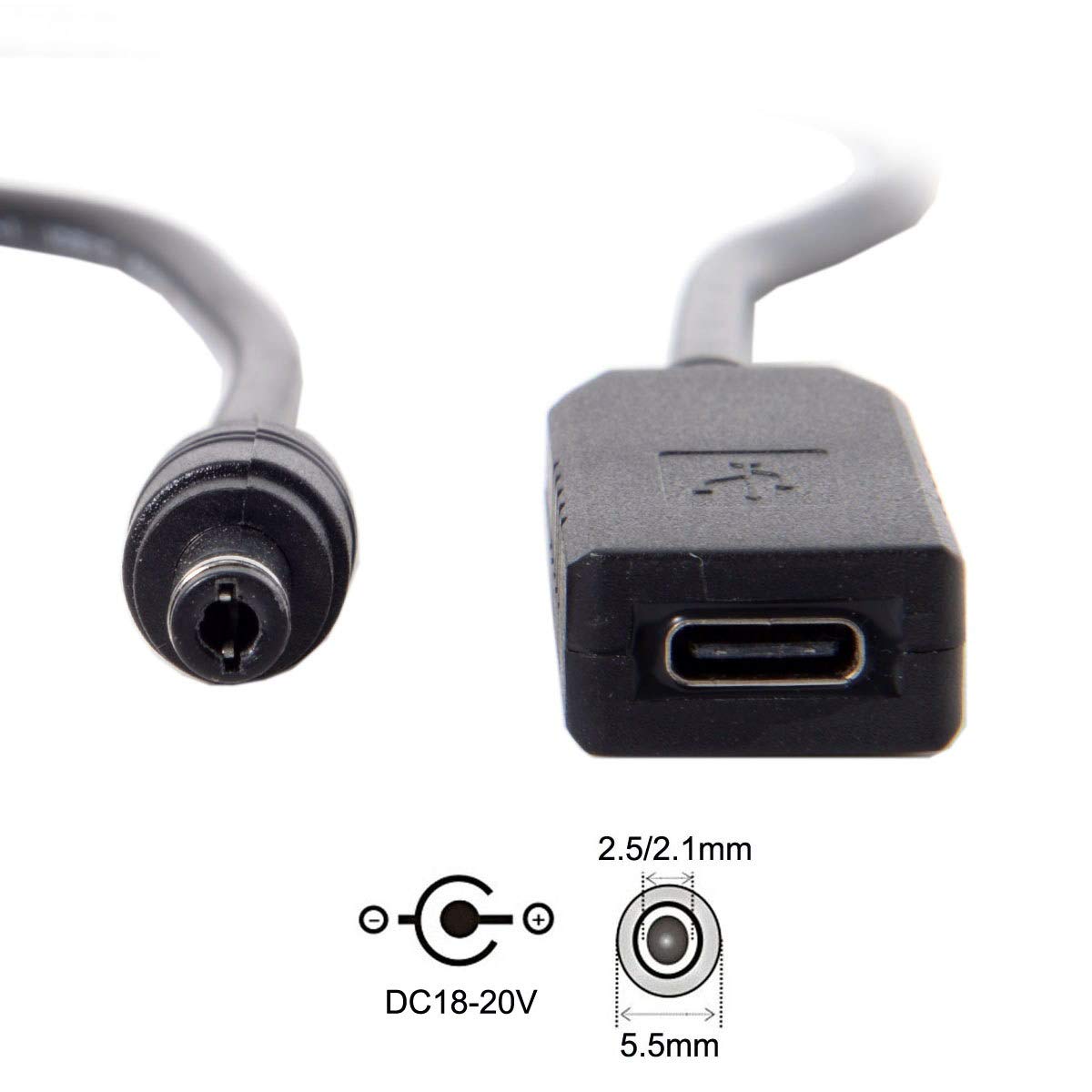 cablecc USB 3.1 Type C USB-C to DC 20V 5.5 2.5mm & 2.1mm Power Plug PD Emulator Trigger Charge Cable for Laptop