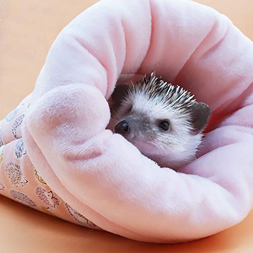 Handmade Sleeping Bag Pouch Hideout Cave for Hedgehog Guinea Pig Hamster Rat Ferret Hamster Squirrel and Other Small Animal Beds (Pink)