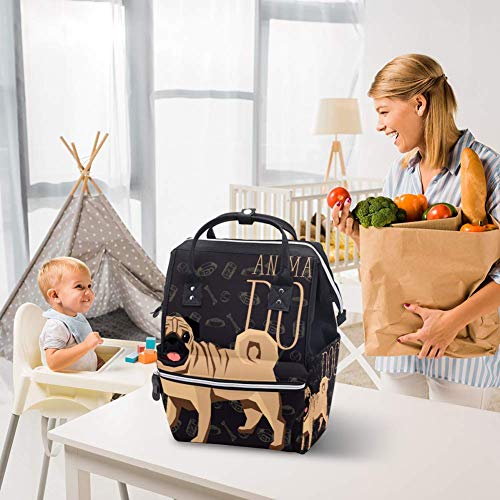 Cute Pug Dog Changing Bags Organizer Nappy Bags for Baby Care