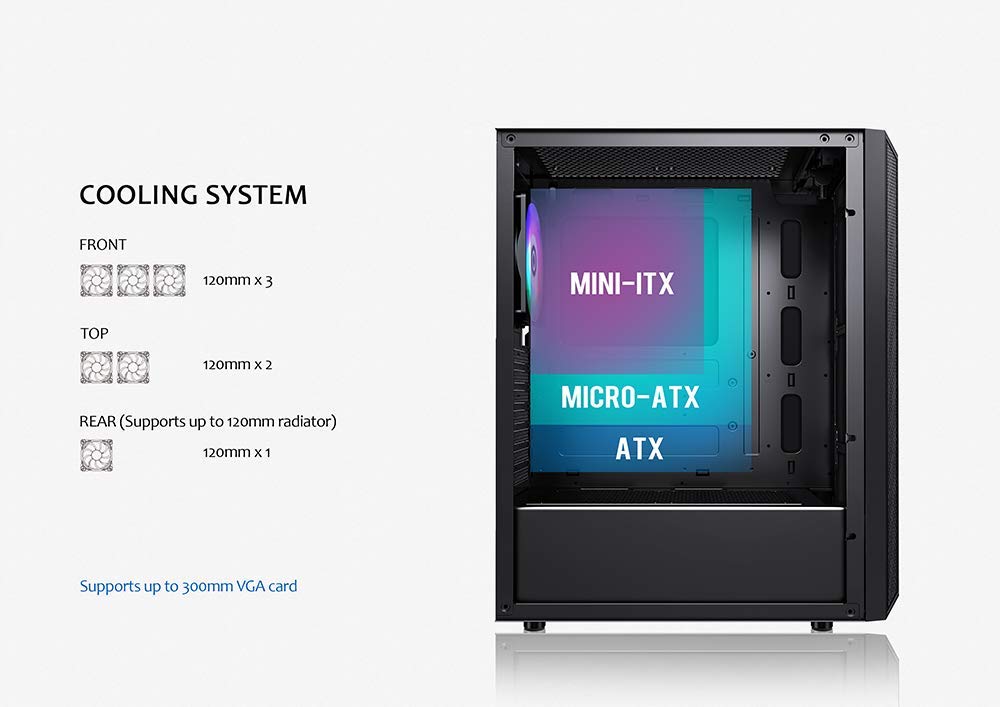 Raidmax ATX Desktop Computer Gaming PC Case Mid Tower PC Case with addressable RGB x3 ARGB Fans ATX PC Case USB 3.0 Tempered Glass PC Case Mesh Window Computer Case with 3 ARGB LED Black PC Case -i403