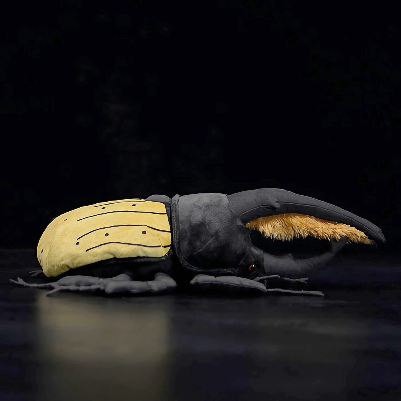 Nohito 9.8'' Realistic Insect Plush Toy Soft Stuffed Animal Simulation Bug Pillow Horned Hercules Coleoptera Insect Isopod Toys Doll (9.8'', Black and Yellow)