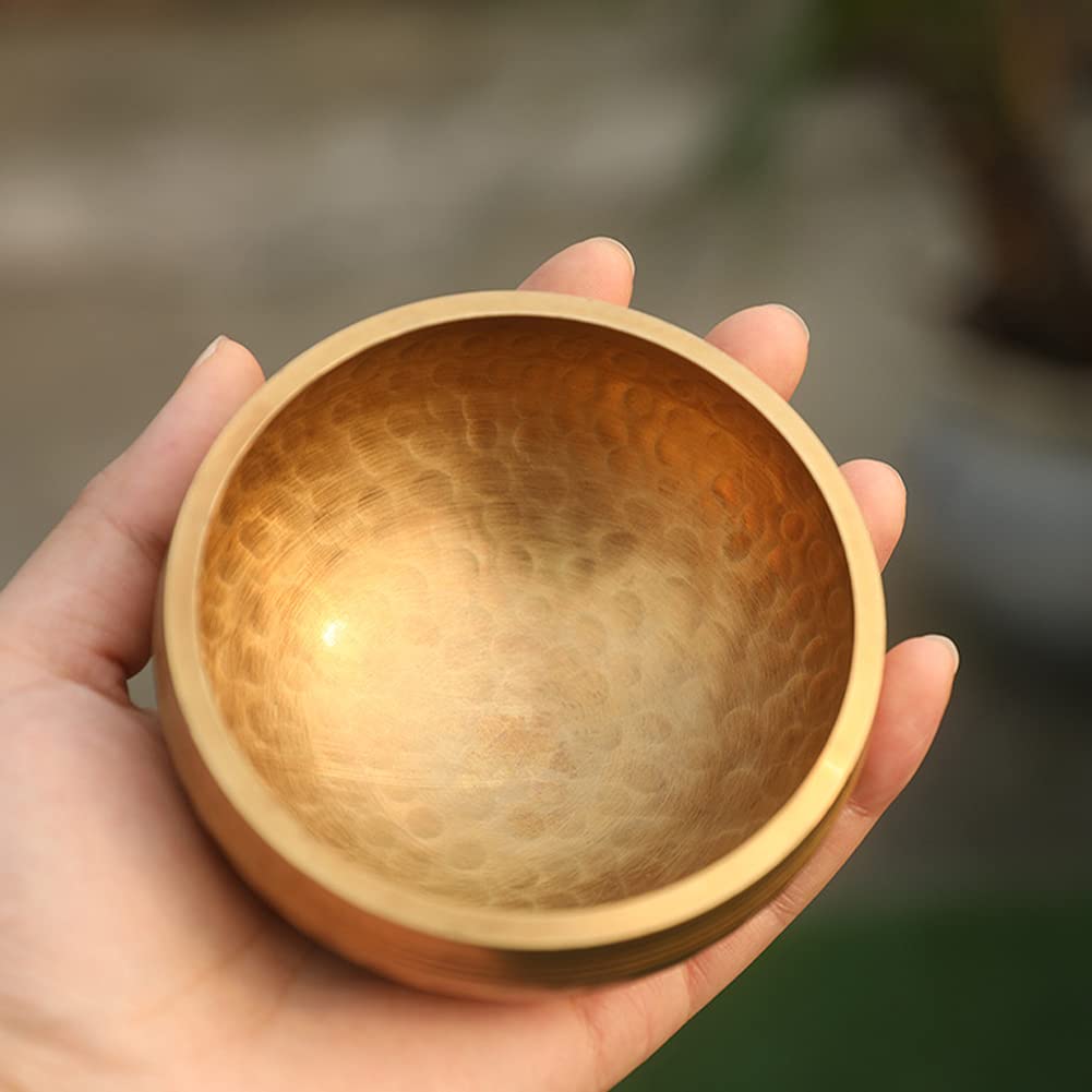 3pcs Tibetan Singing Bowl Set, Tibetan Singing Bowl with Striker & Cushion for Meditation, Prayer and Mindfulness (size:Leather stick)
