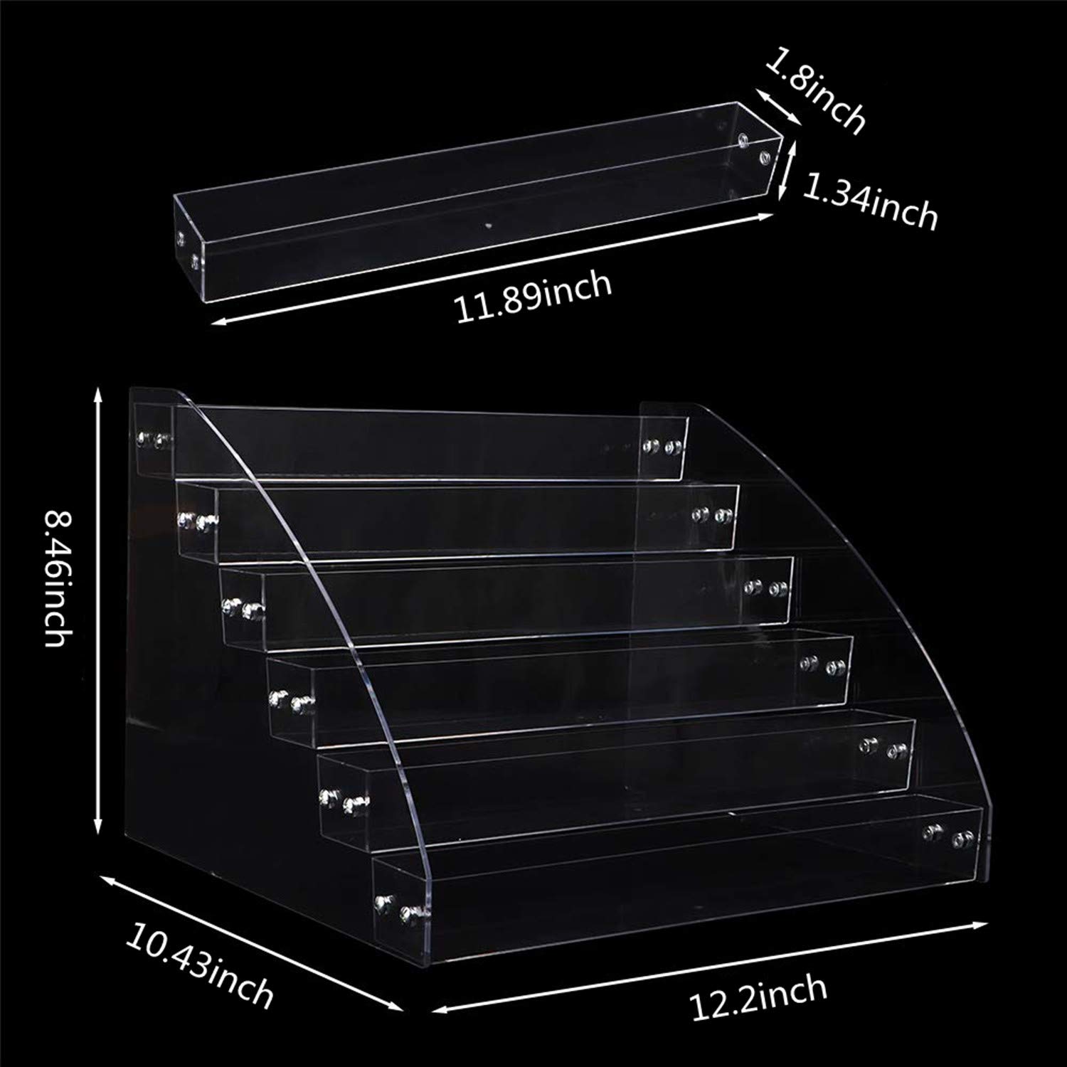 Yebeauty Clear Nail Polish Display Holder Organizer, 6 Layers Acrylic Organizer Storage Tray Rack Stand Holder for Cosmetic Eyeglasses Lash Display