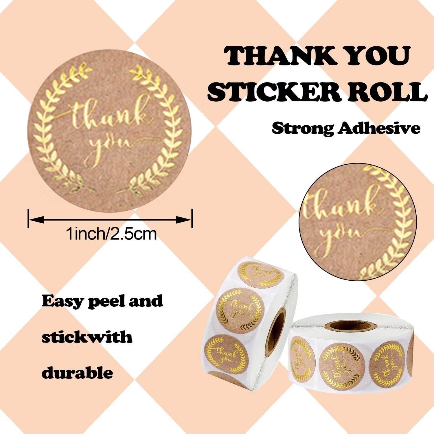 500pcs Thank You Stickers Roll Thank You for Supporting My Small Business Labels Stickers for Envelopes, Retail Store, Boutiques Shops, Gift Wrap Bag Label Roll
