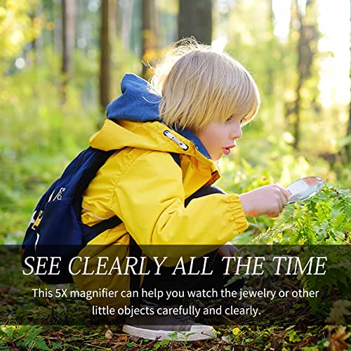 Hanging Magnifier, Portable 5X Magnifier Monocle Lens with Hanging Necklace for Reading Crafts Needlework Jewelry Hobbies(Silver)