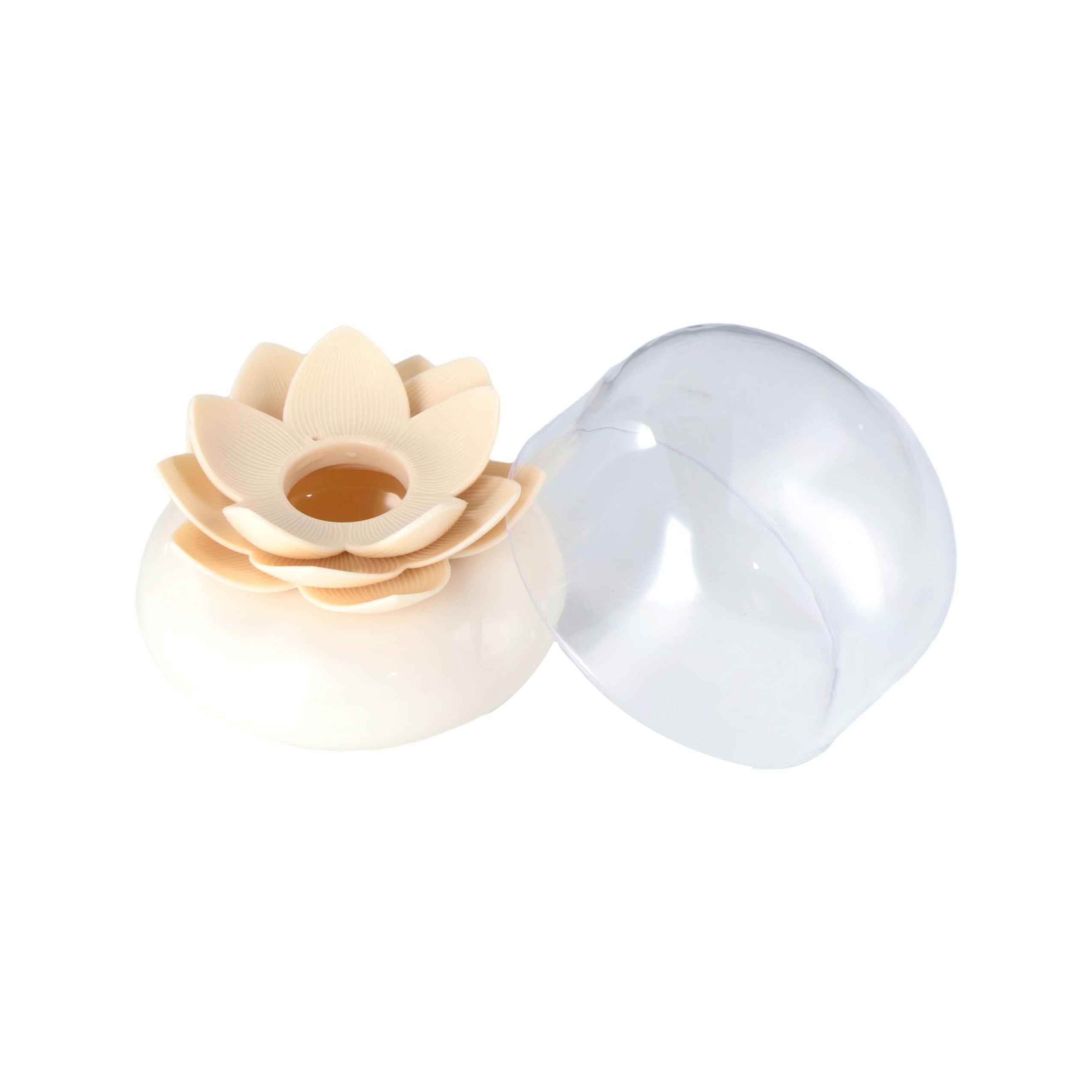 Leadigol Lotus Flower Shaped Cotton Swab Holder,Small Cotton Swab Toothpicks Brushes Holder,Cotton Swab Case Storage Organizer Jar with Clear Lid,for Home Kitchen