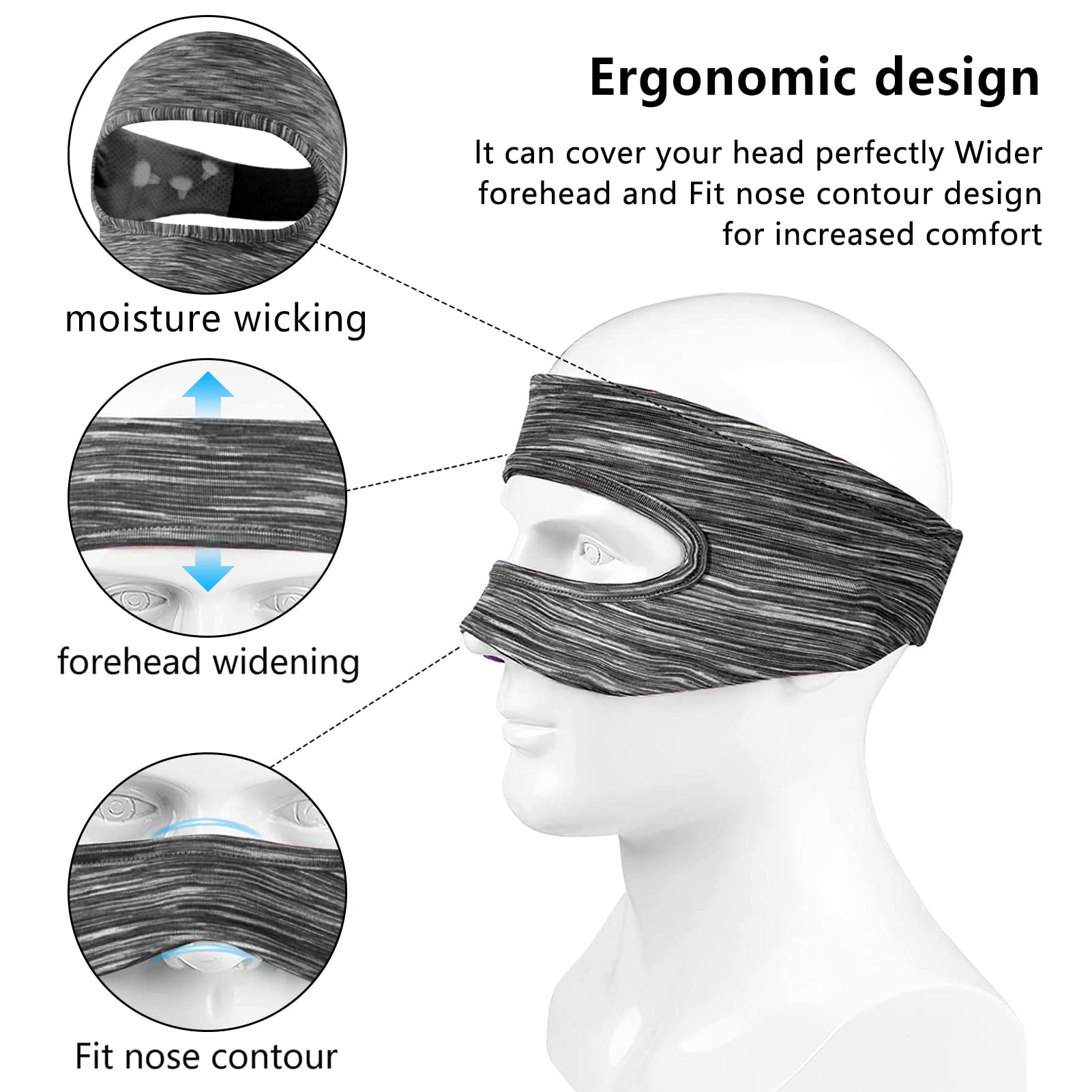 3PCS VR Masks Sweat Band Eye Mask Face Cover Breathable Elastic Sweat Band for Oculus Go Quest 2 Virtual Reality Headsets VR Accessories for VR Workouts Use (Black Blue Purple)