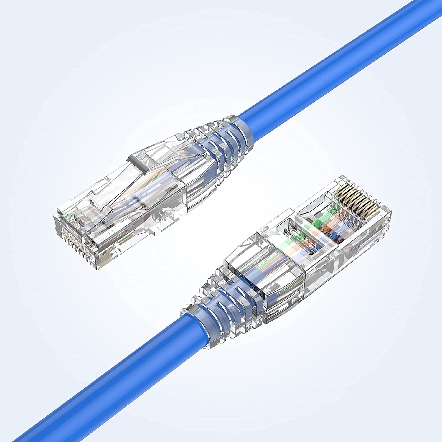 CableCreation RJ45 Connectors, 100-Pack Cat6 Connector, Cat6/Cat5 8P8C Modular Plug Ends with Relief Boots for Solid Wire and Standard Cable, Transparent