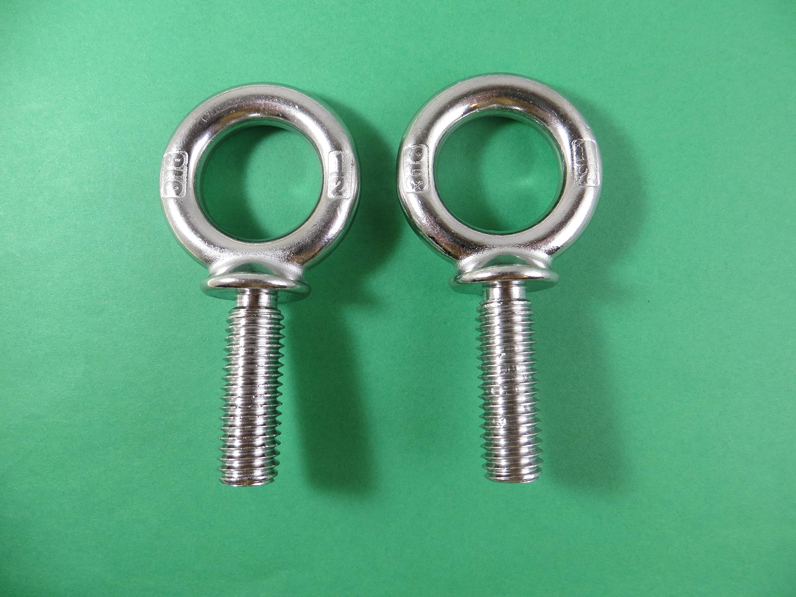 US STAINLESS 2 Pieces Stainless Steel 316 1/2" x 1 1/2" UNC Machinery Eye Bolt Marine Grade Pitch of 13