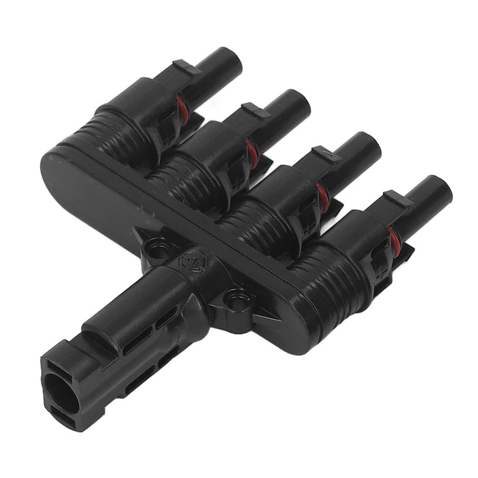 4 To 1 Solar Panel Connectors, 1000VDC Crimping Connection Anti Aging IP67 Waterproof Dustproof PPO Solar Panel Connectors for Outdoors