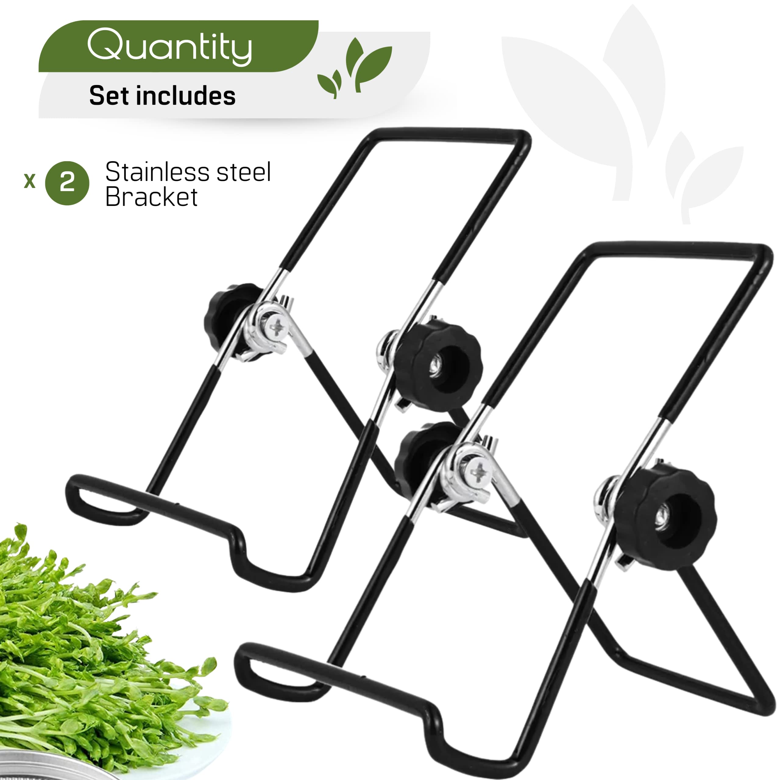 2PCS Sprouting Stands for Mason Jar β Sprouting Kit Stainless Steel Stand Kit for Sprouts Growing Kit 2 Mason Jar Holders for Wide and Regular Mouth Mason Jars
