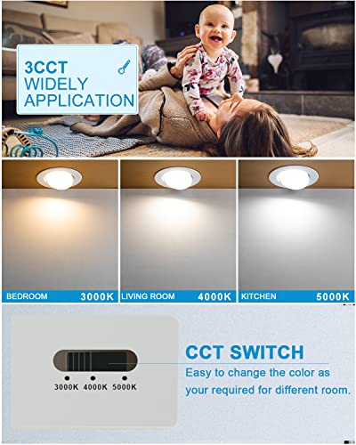 6Pack ๐ ๐ฒ๐๐ฎ๐น LED Downlight and Gimbal Recessed Lighting 6 inch, Adjustable Angled LED Recessed Lighted 3000K/4000K/5000K 12W=120W 1200LM Super Bright Directional Downlight