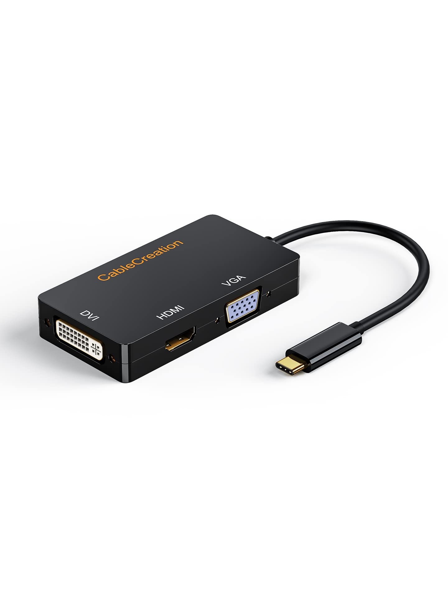 CableCreation USB C to VGA HDMI DVI Adapter, 3 in 1 USB Type C to HDMI VGA DVI Female Converter Compatible with Galaxy S22 Ultra, MacBook Pro 2020, Surface Book 2, Mac Mini 2018, XPS 15, Black