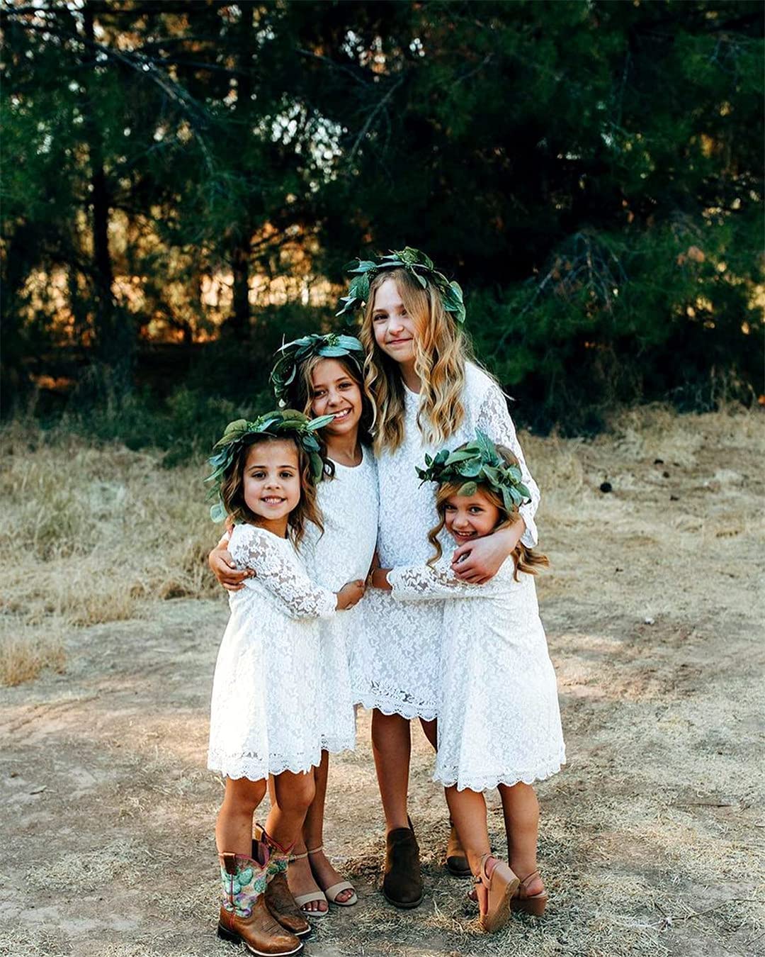 Cutiego Rustic Flower Girl Dress (2T, White)
